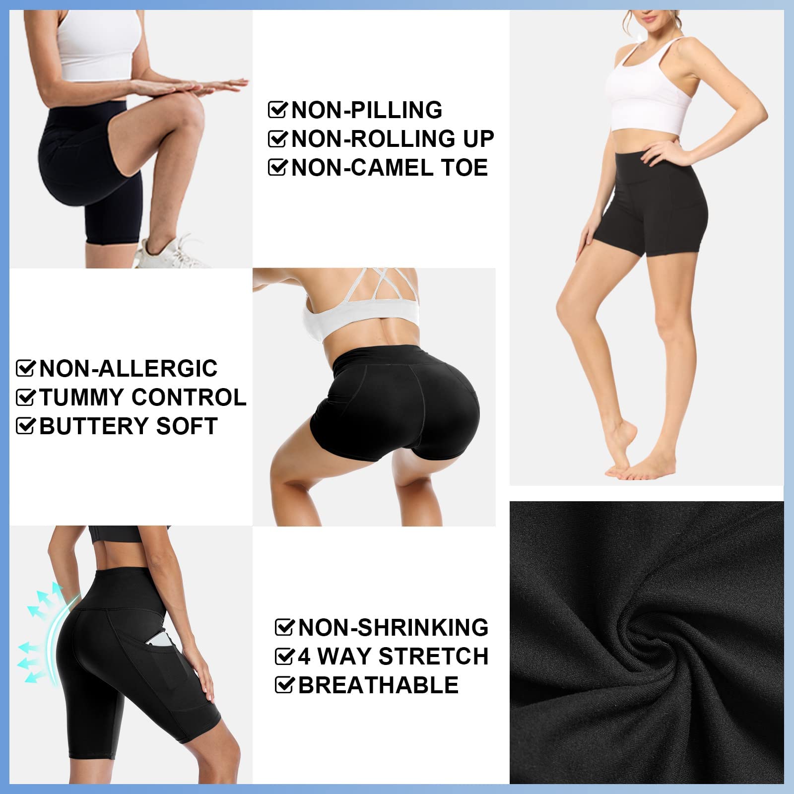 Biker Shorts for Women with Pockets β 5"/8" High Waisted Soft Tummy Control Workout Shorts for Yoga Athletic Gym