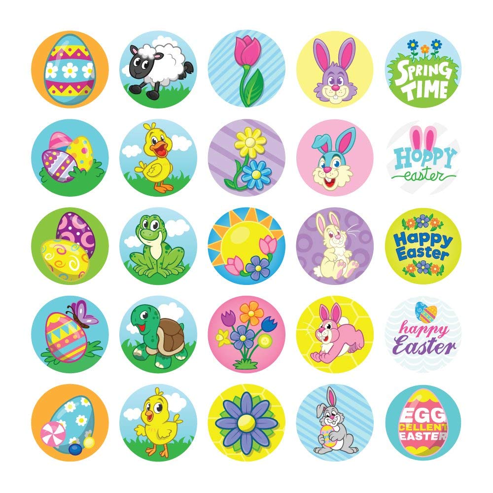 JOYIN Easter Crafts Assortment Kit with 500 Easter Stickers, 144 Easter Shapes Adhesive, 60 Easter Theme Temporary Tattoos and 6 Easter Stampers (over 700 Pcs) for Easter Egg Basket Stuffers Fillers