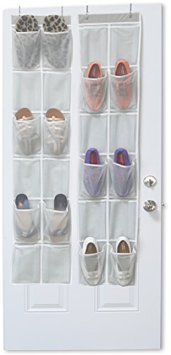 Simple Houseware 24 Pockets - 2PK 12 Large Pockets Over Door Hanging Shoe Organizer, Grey