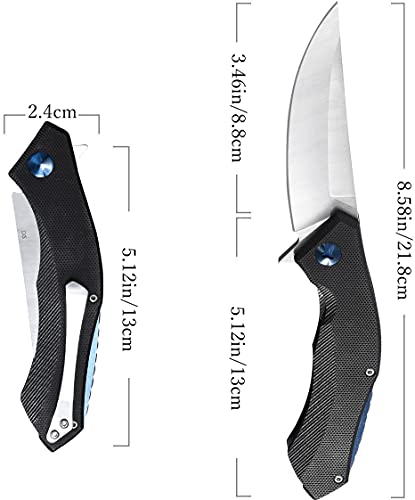 Eafengrow Moon Folding Knife D2 Steel Blade G10 Handle Scales Pocket Knife Outdoor EDC Tool Knifes(Moon-black)