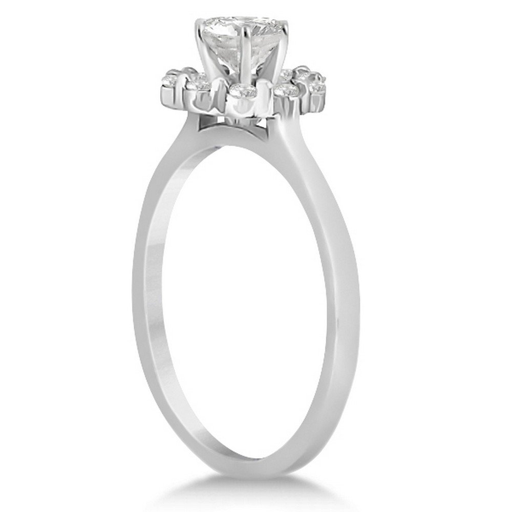Bridal Set Floral Halo Diamond Engagement Ring and Wedding Band 18k White Gold (0.20ct)