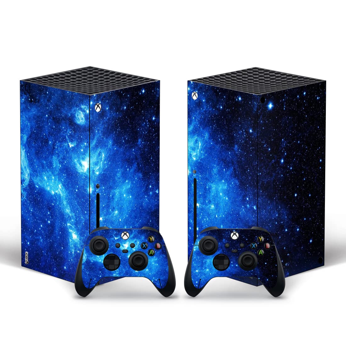 CENSTEEL Xbox Series X Skins Wrap Sticker with Two Free Wireless Controller Decals, Whole Body Protective Vinyl Skin Decal Cover for Microsoft Console - Blue Galaxy