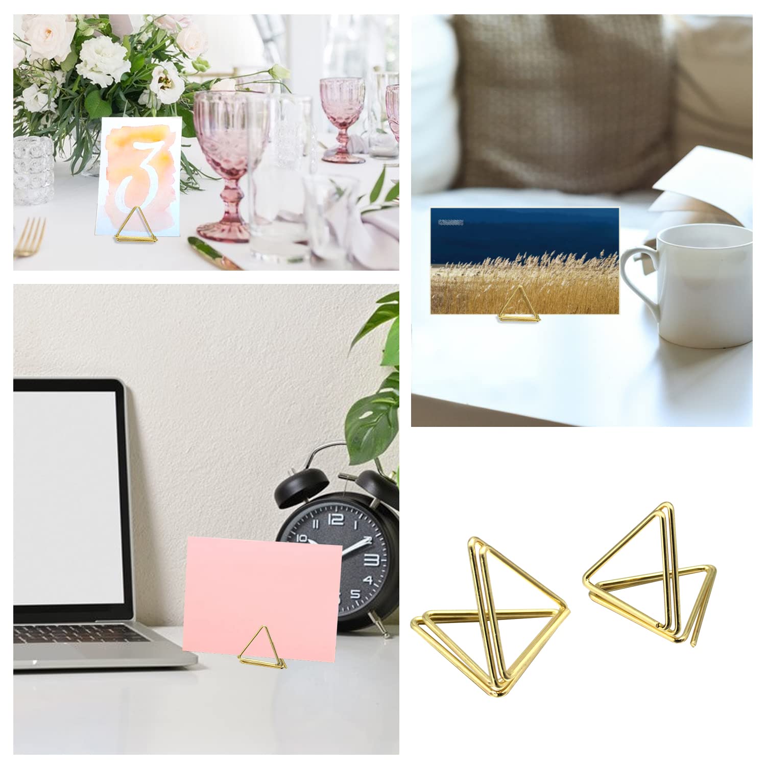 MUMIAO 40 Pack Place Card Holders - Table Number Holder Stands Wedding Seating Labels Placecard Clips | Name Setting Place Card Holders | Photo Picture Cards Display Stand for Party (Gold)