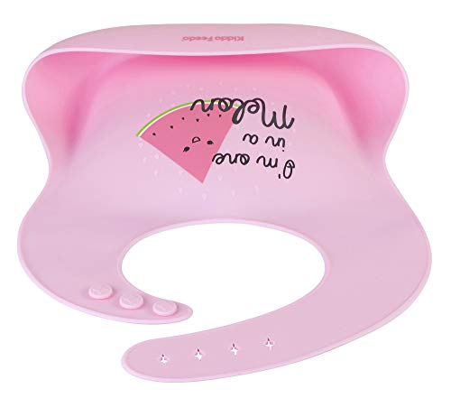 Kiddo Feedo Silicone Baby Bibs, Soft, Adjustable, Waterproof and Non Messy, Designed in Sweden, Pink