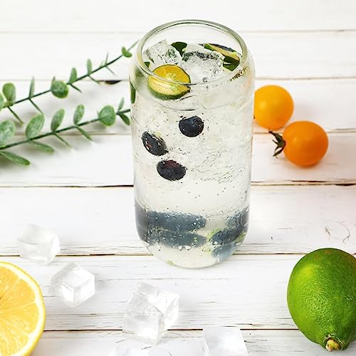 Moretoes 8pcs 16oz Glass Cups with Lids and Straws, Glass Iced Coffee Cups Drinking Glasses Set, Cute Tumbler Cup Boba Bottle for Jumbo Smoothie, Bubble Tea, Cold Brew,Soda, Juice