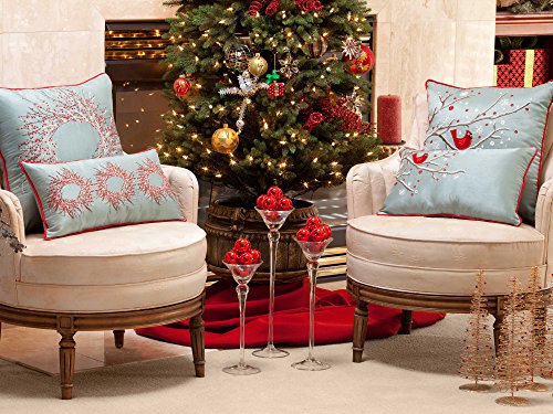 Pillow Perfect Holiday Cardinal on Snowy Branch Lumbar Pillow, 11.5" x 18.5", Blue