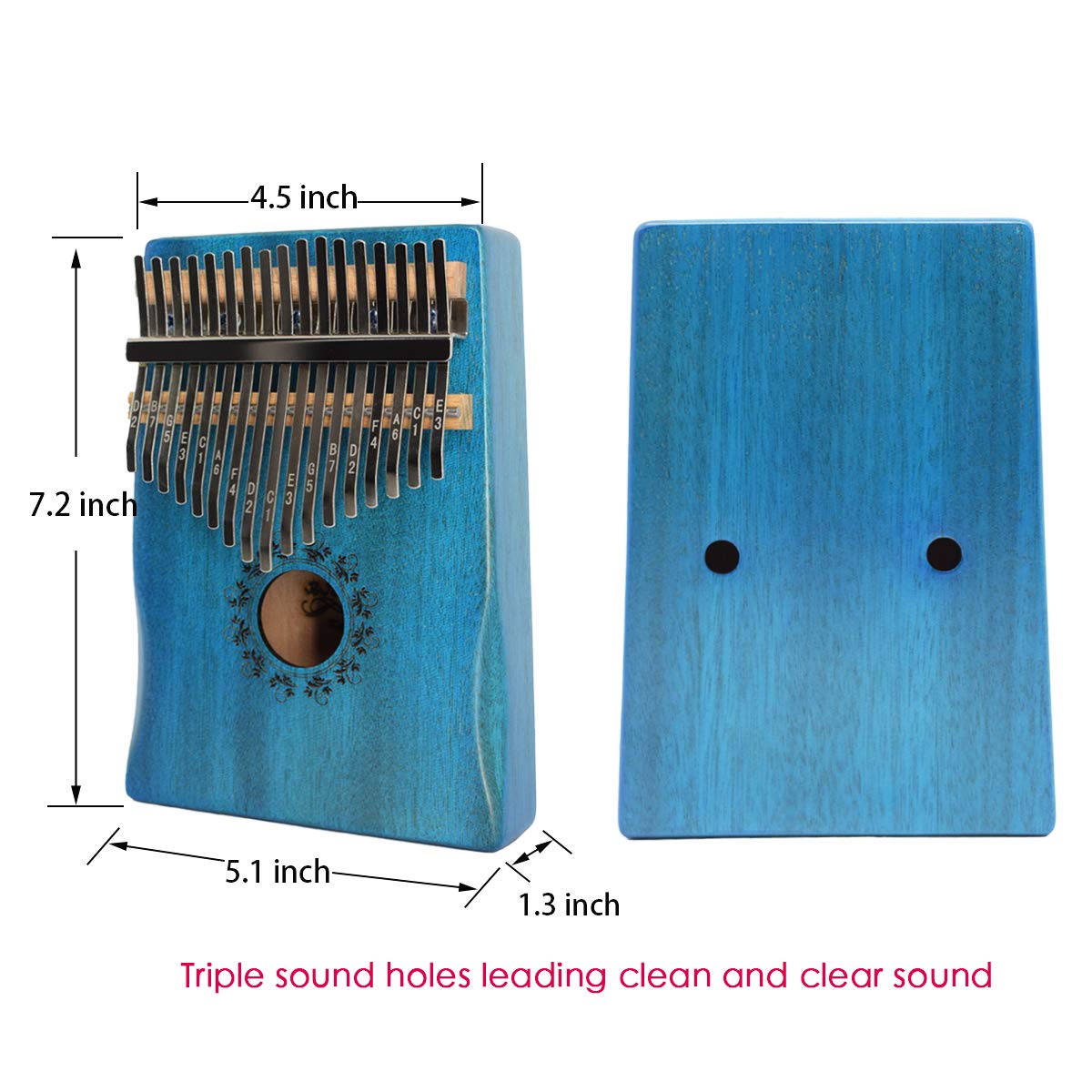 BinDor 17 Key Kalimba Thumb Piano, Finger Piano Mbira Kalimba Solid Mahogany Body Portable Easy-to-learn Musical Instrument with Tuning Hammer