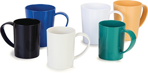 Carlisle FoodService Products Mug Plastic Coffee Mug with Large Handle for Buffets, Home, and Restaurant, Tritan, 12 Ounces, White