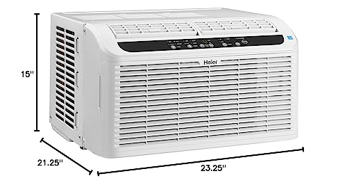 Haier 6,200 BTU Ultra Quiet Window Air Conditioner for Small Rooms and Bedrooms, Control Using Remote, 6K Window AC Unit, Easy Install with Included Kit, White, Energy Star