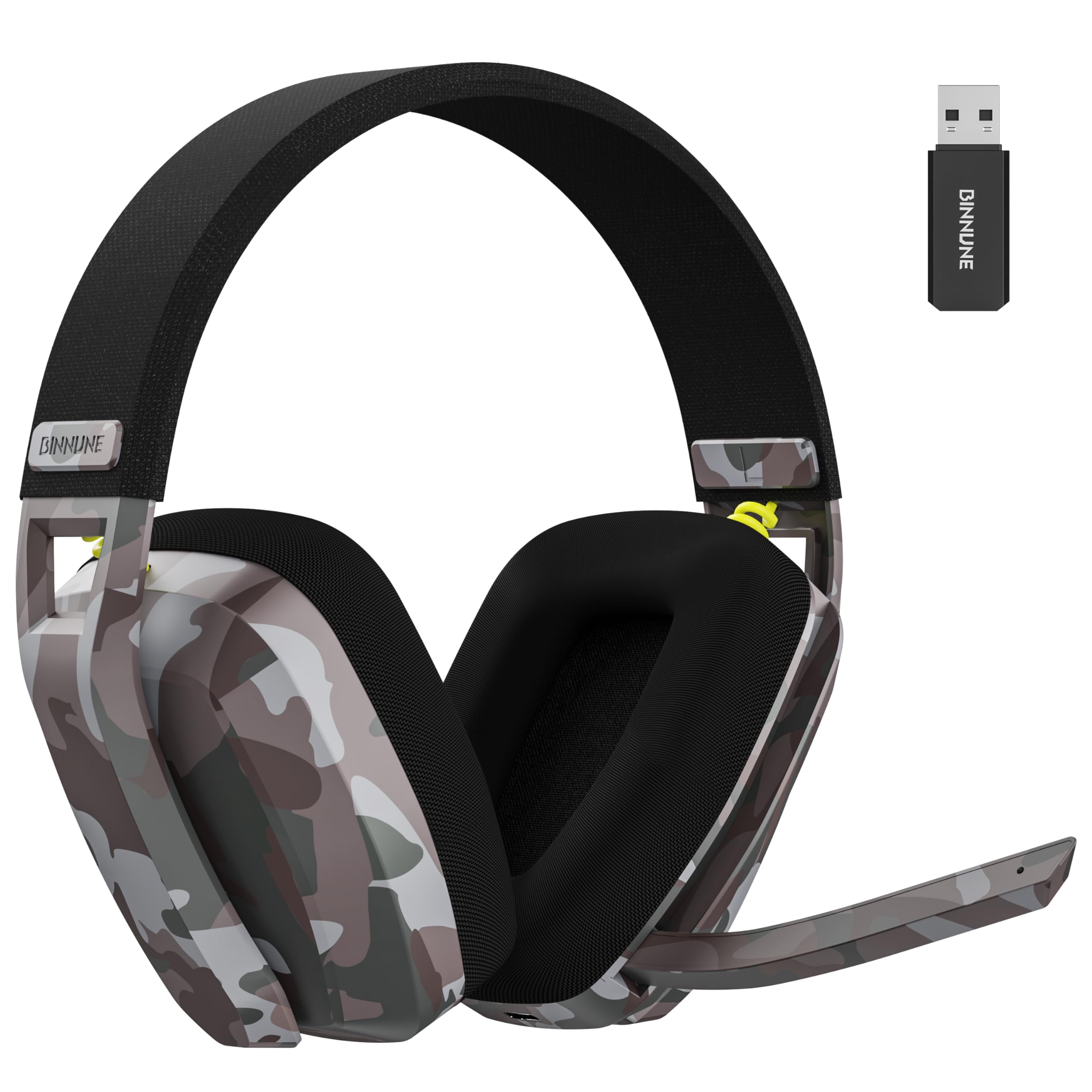 BINNUNE 2.4GHz Wireless Gaming Headset with ENC Noise Cancelling Mic for PS4, PS5, PC, Mac,Playstation 4 5, Bluetooth Gaming Headphones Gamer Headset with Flip Microphone for Laptop Computer