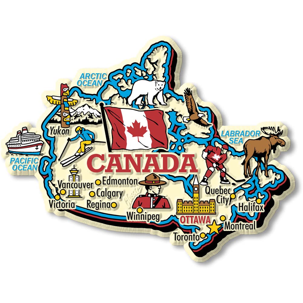 Canada Jumbo Country Map Magnet by Classic Magnets, Collectible Souvenirs Made in The USA