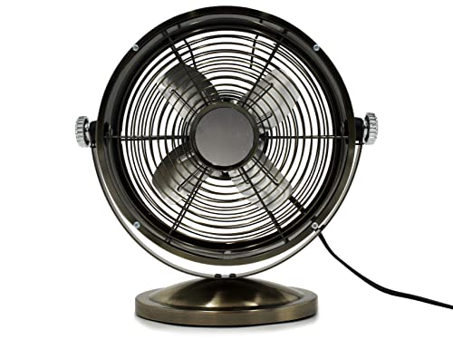 Retro Pedestal Desk Fan with Pivot Fan Head, 2 speed (ANTIQUE BRASS)