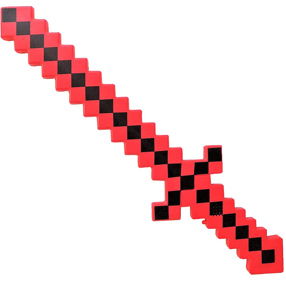 P&F Pack of 4 Light Up Classic Diamond Pixel Sword with Color Led Flashing & Sound