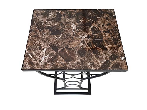 KB Designs - 11 Bottle Free Standing Floor Wine Rack Table, Black Metal & Faux Marble