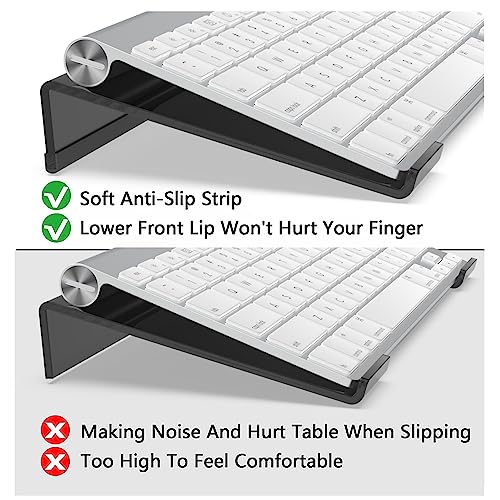 Egchi Computer Keyboard Stand for Desk 78 Keys, 11.8 x 5.1 Inch Keyboard Tray, Black Acrylic Keyboard Riser Lift, Apple Keyboard Holder