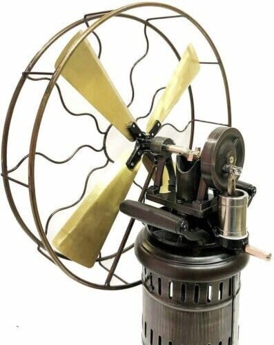 kerosene operated 15" Blades Steam Working Table Fan Vintage Metal Brass Style