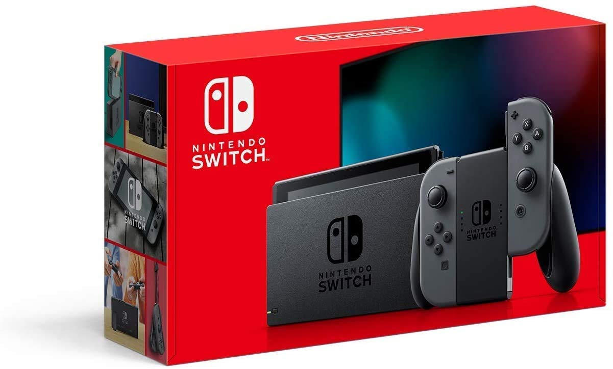 Nintendo Newest Switch with Gray Joy-Con - 6.2" Touchscreen LCD Display, 802.11AC WiFi, Bluetooth 4.1 - AllyFlex 128GB MemoryCard