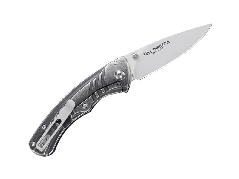 Columbia River Knife & Tool CRKT Full Throttle EDC Folding Pocket Knife, Everyday Carry Utility Folder with Frame Lock, Drop Point Blade with Bead Blast Finish, Outburst Assisted Opening 7031
