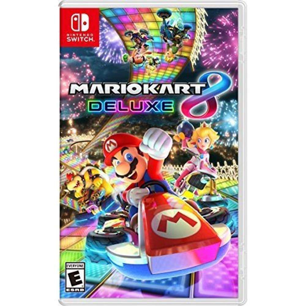 Nintendo Switch 32 GB Console w/ Neon Blue & Red Joy-Con (HACSKABAA) Bundle with Nintendo Mario Kart 8 Deluxe + Super Mario Party + Super Mario Maker 2 + Nintendo Switch Minecraft + More