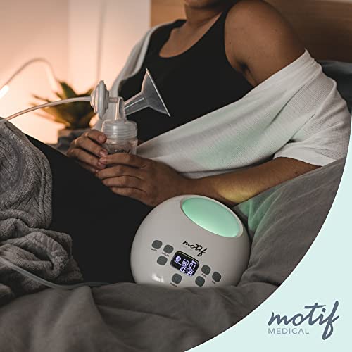 Motif Medical Luna Double Electric Breast Pump - Easy to Use, Quiet Motor, Built-in LED Night Light - Outlet Required