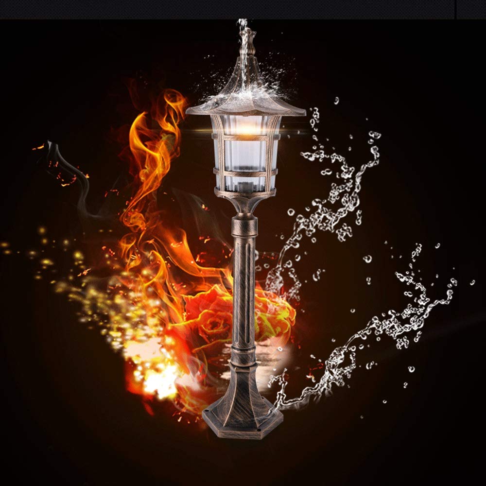 ZZYJYALG Rustic Lawn Light Outdoor Villa Garden Fence Courtyard Waterproof E27 Floor Lantern Home European Landscape Streetlight Creative Umbrella Design Aluminum Pathway Post Pole Lighting Fixture
