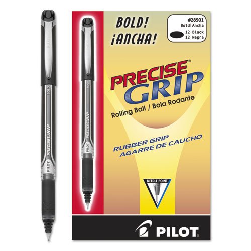 Precise Grip Roller Ball Stick Pen, Black Ink, Bold
