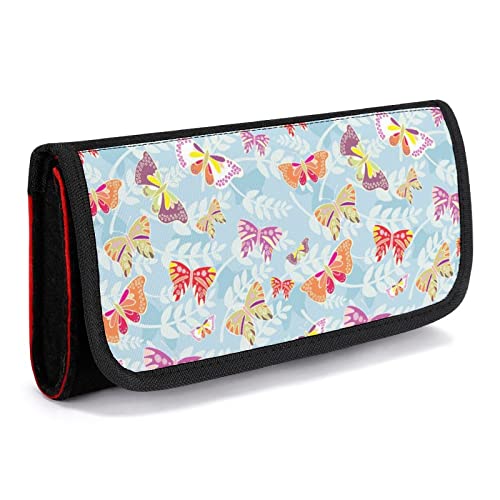 Cute Butterflies Carrying Bag Compatible with Switch Protective Case Slim Felt Pouch with 5 Game Cartridges Holders
