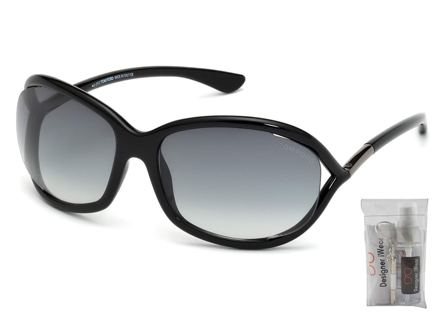 Tom Ford FT0008 Jennifer 48H 61MM Transparent Dark Brown/Polarized Brown Geometric Square Sunglasses for Women + BUNDLE with Designer iWear Eyewear Kit