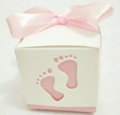 Since 50pcs Baby Shower Ribbon Favour Gift Candy Boxes Wedding Favors and Gifts for Wedding (Pink)