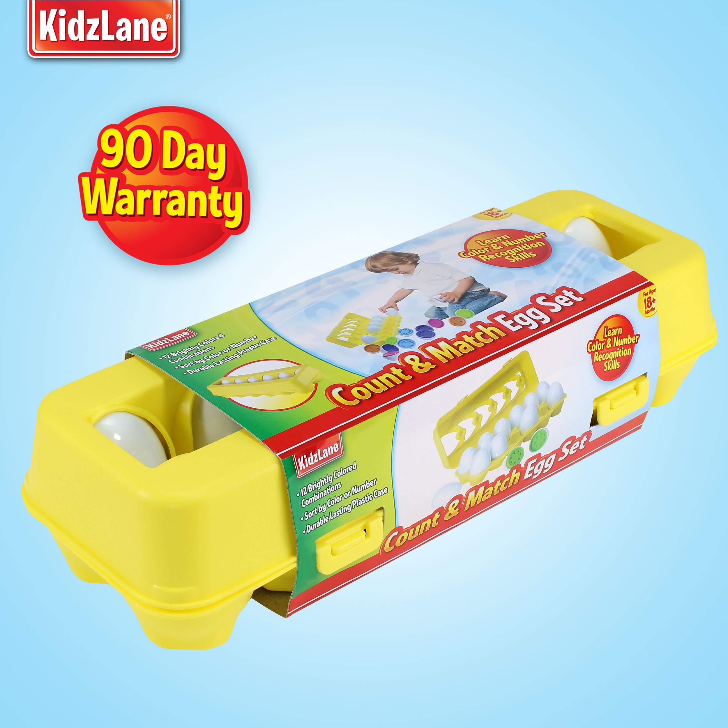 Kidzlane Toddler Toy - 12 Matching Eggs Set - Interactive Egg Matching Toy for Toddlers - Educational Game - Color and Number Recognition - Safe, Durable Eggs That Crack Open for Preschool Play