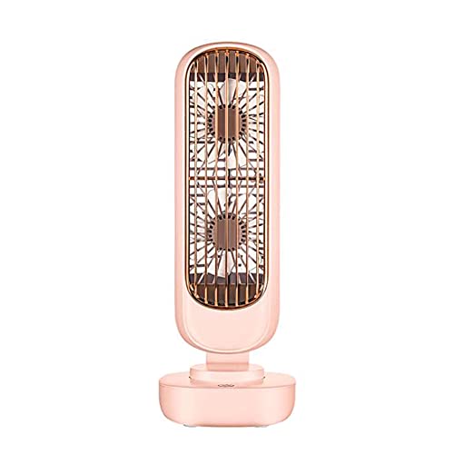 Novobey Retro Desk Fan, Mini Portable Fan Retro Double-Leaf Tower Fan USB Charging Cordless Personal Fan for Desktop Home Office Bedroom Camping Outdoor (pink)