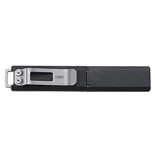 CRKT Scribe EDC Knife: Compact Everyday Carry Fixed Blade, Stonewash Finish, Black Thermoplastic Handle, and Cap 2425