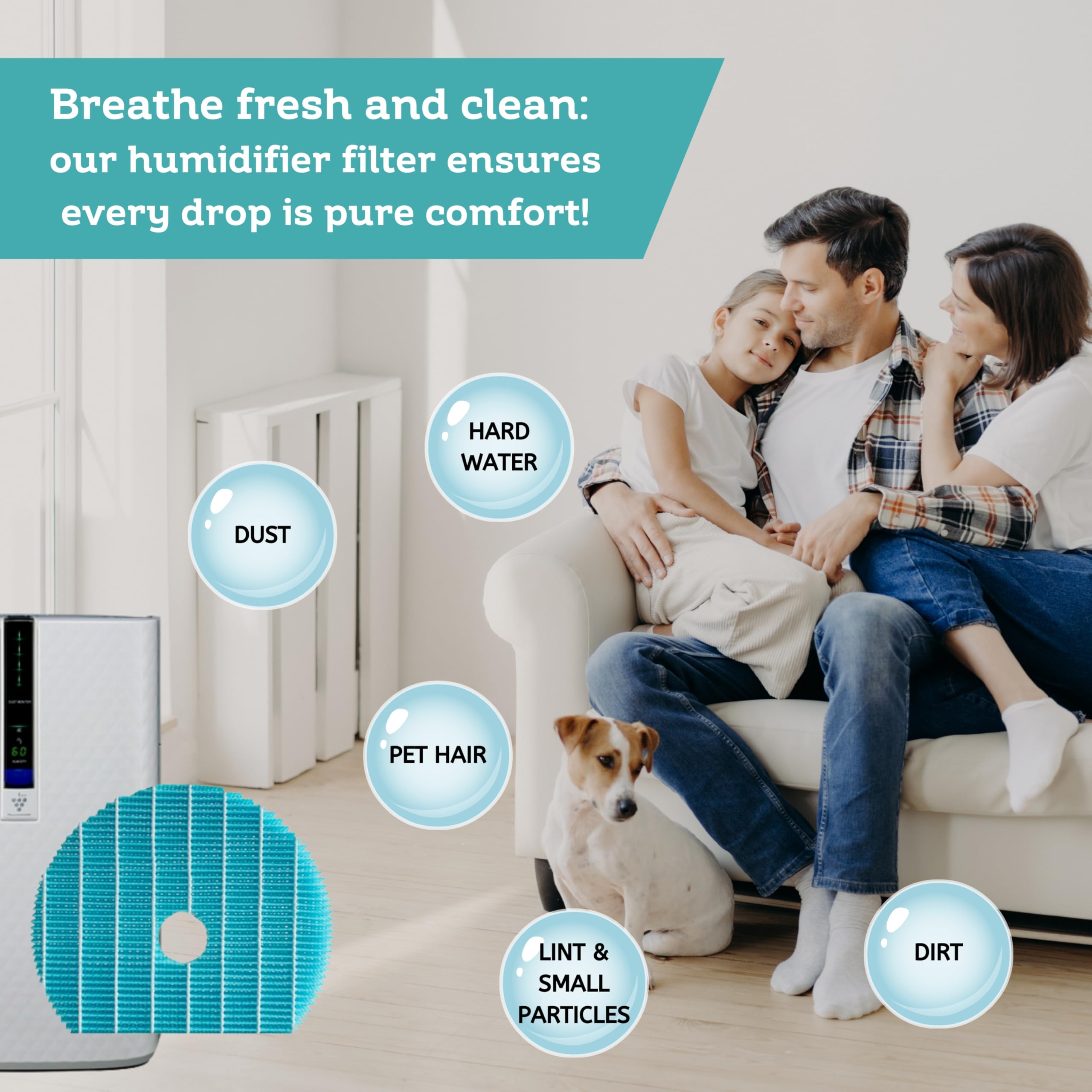 Nispira Premium Humidification Replacement Filter Compatible with Sharp Air Purifier Humidifier KC-850U KC-860U. Compared to Part FZ-C100MFU, 4 Filters