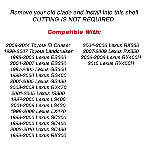 KeylessOption Keyless Entry Remote Key Blade Fob Shell Case Cover Repair for Toyota HYQ12BBT HYQ1512V (Pack of 2)