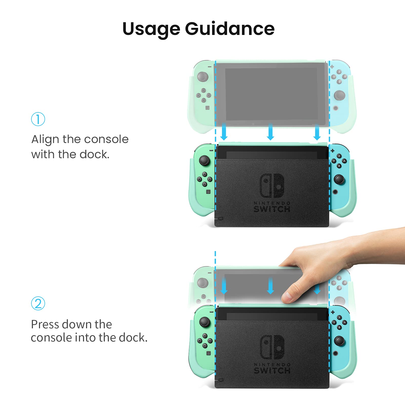 tomtoc Protective Case for Nintendo Switch, TPU Dockable Grip Case with 2 Game Cards Slots, Shock-Absorption and Anti-Scratch Split Cover