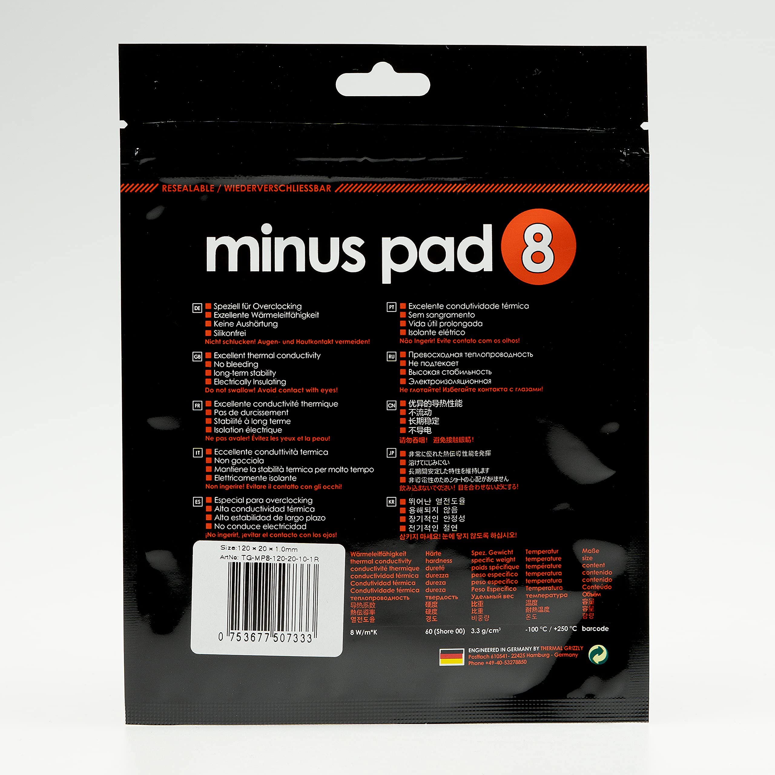 Thermal Grizzly Minus Pad (120 x 20 x 1 mm, Minus Pad 8)