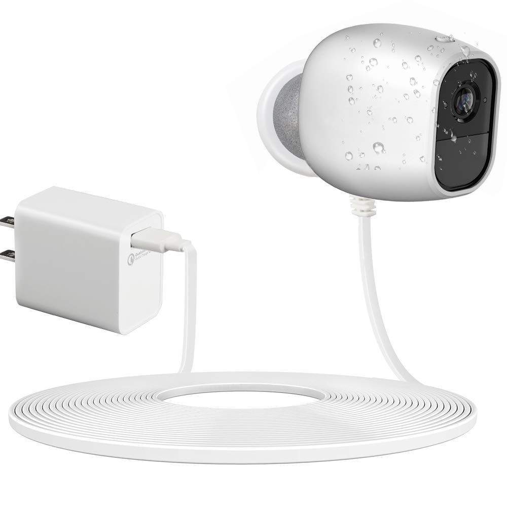 Power Cable 10Ft, Power Cord and Charger Adapter for Arlo Pro & Pro 2 and Arlo Go, Weatherproof Outdoor Indoor, Arlo Power Cable
