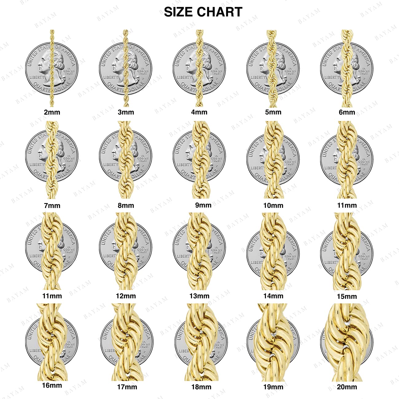 BAYAM 2mm Mariner Link Chain Unisex Adult Necklace Real Solid 10K Yellow Gold Jewelry