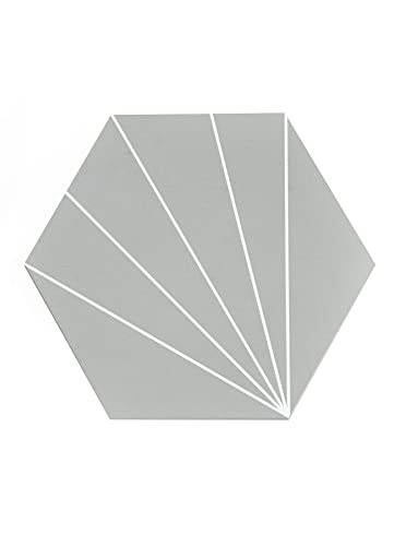 FloorPops 9" x 10.4" Vers Peel & Stick Hexagon Vinyl Floor Tiles (10 Tiles), (4.5 sqft/Carton), Gray