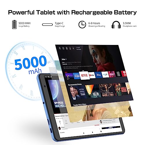 NEWISION 8 Inch Tablet,Android 13 Tablet 8GB(4+4Expand) RAM 64GB ROM,1TB Expand Computer Tablet PC 1280x800 HD IPS Screen 5000mAh Battery,Dual Camera, WiFi,Type C,Tableta (Blue)