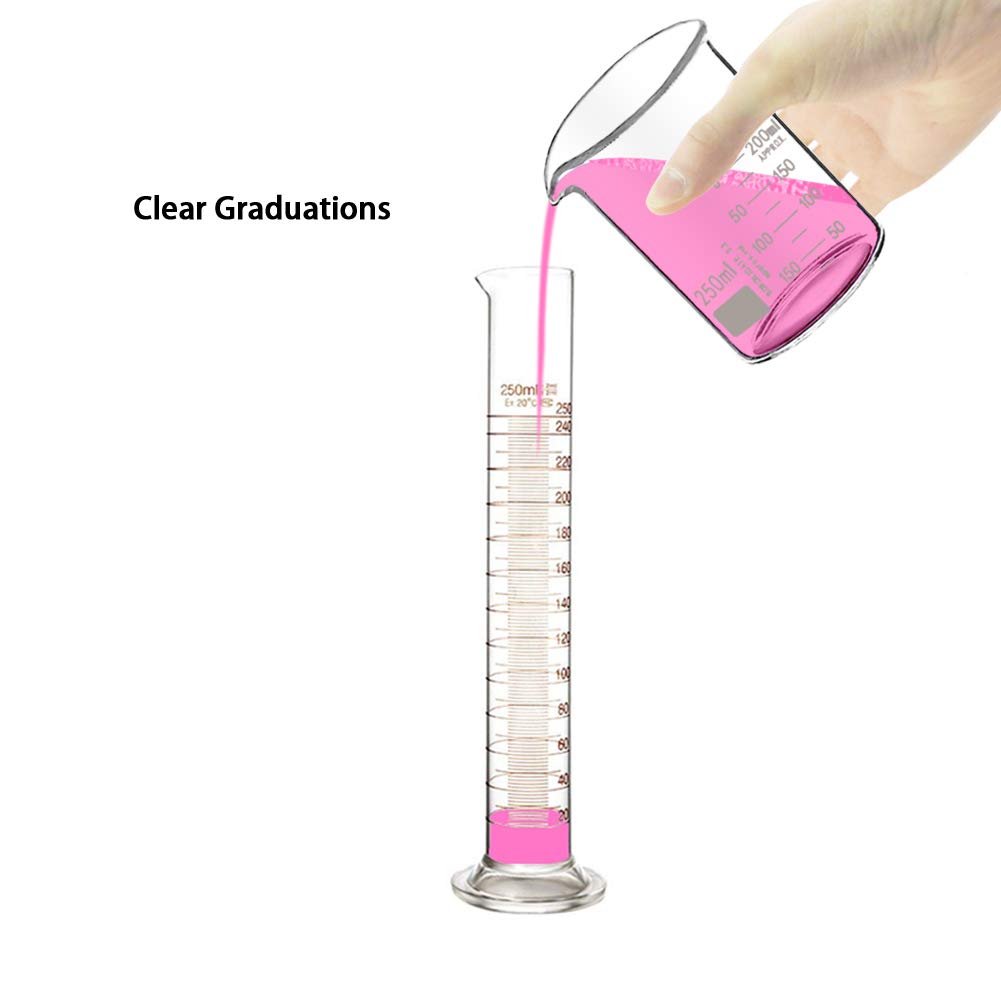 Thick Glass Graduated Measuring Cylinder Set 5ml 10ml 50ml 100ml Glass with Two Brushes