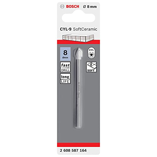 Bosch Professional 1x CYL-9 SoftCeramic Tile Drill Bit (for Soft Ceramic Tiles, Ø 8 x 80 mm, Accessories Drill Driver)