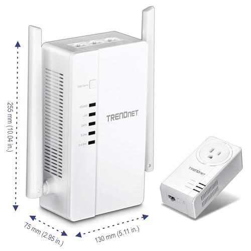 TRENDnet Wi-Fi Everywhere Powerline 1200 AV2 Dual-Band AC1200 Wireless Access Point Kit, Includes 1 x TPL-430AP and 1 x TPL-423E, 3 x Gigabit Ports, Easy Installation, White, TPL-430APK