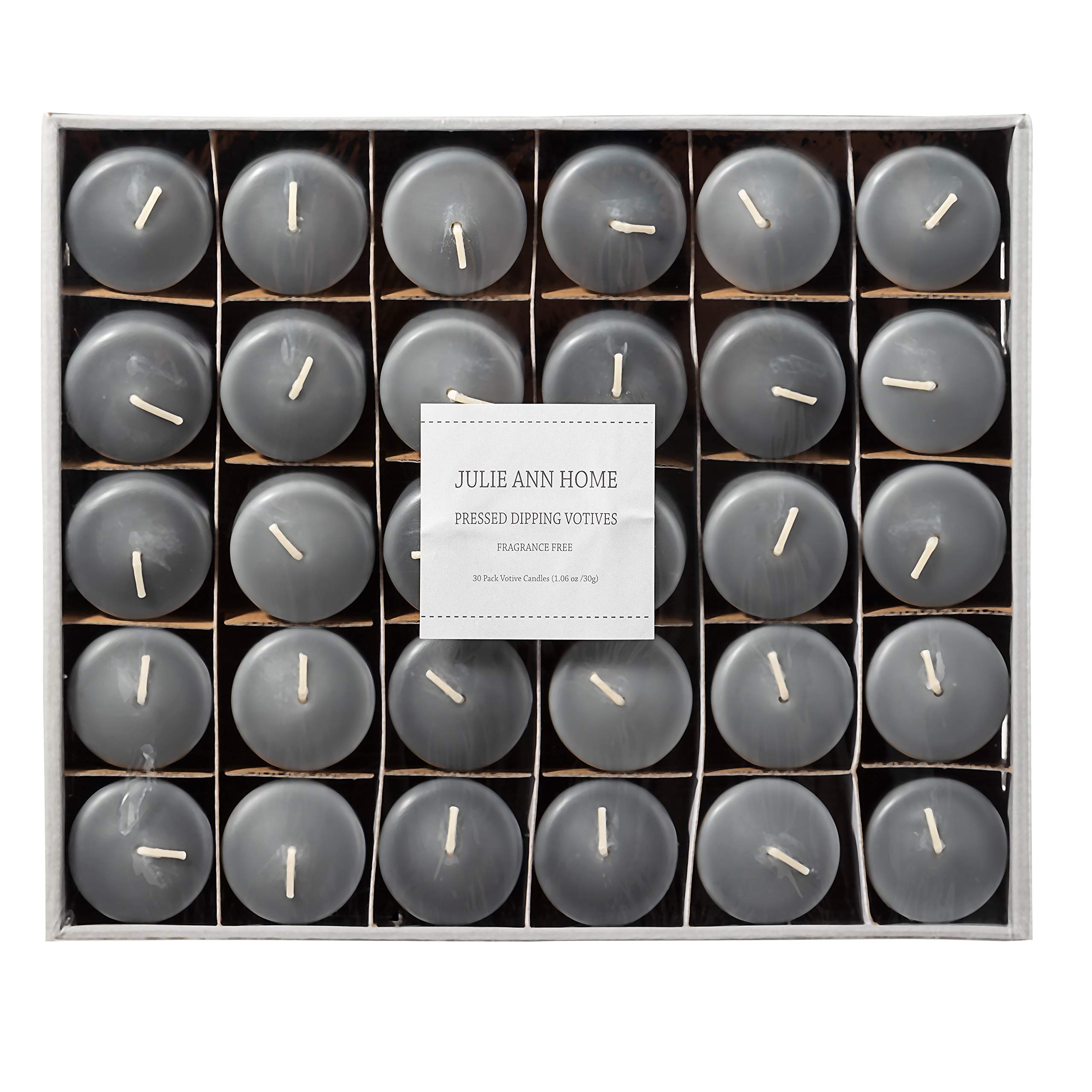 Grey Unscented Votive Candle - Set of 30 | Bulk Pack for Weddings, Bridal Showers or Home Parties and Centerpieces