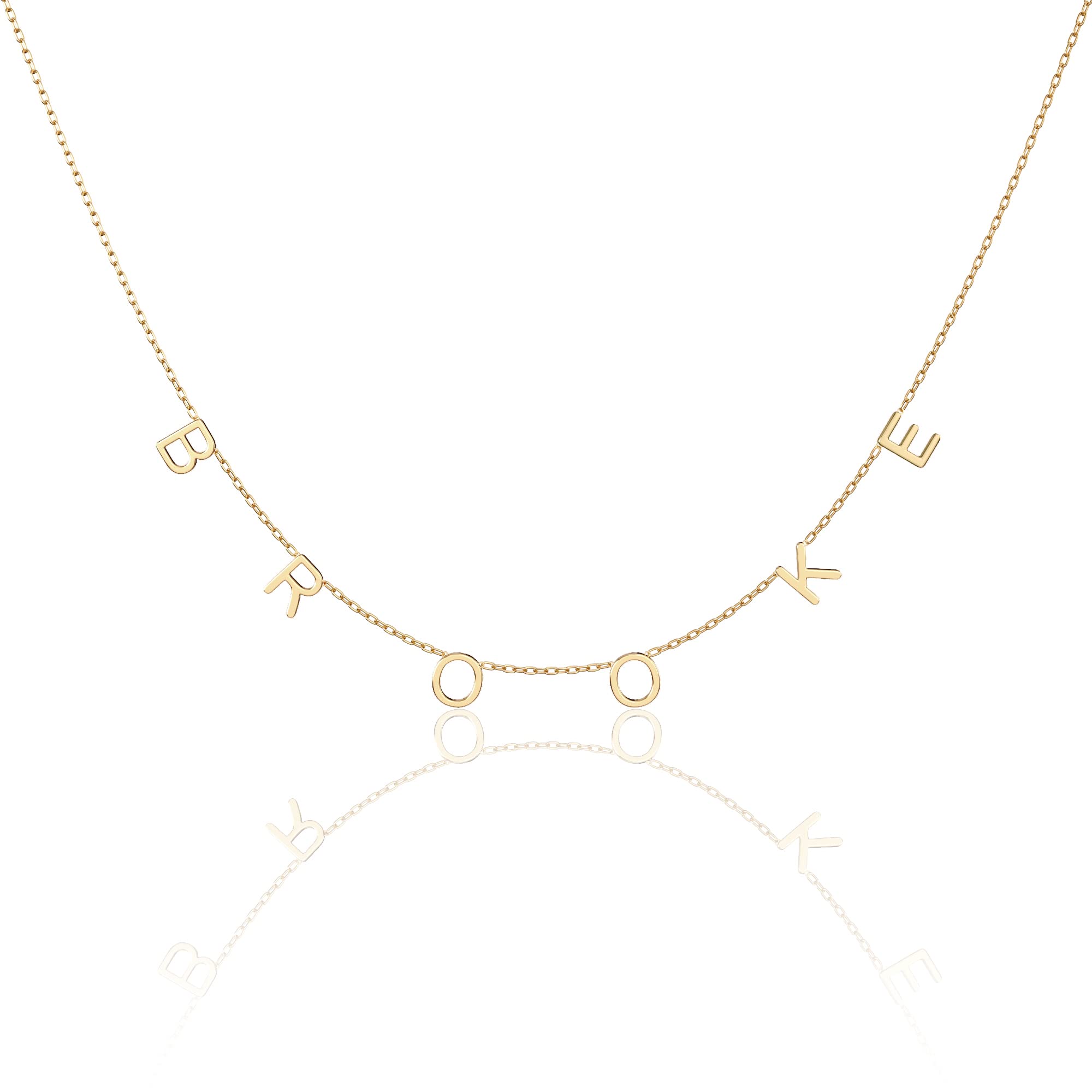 CAITLYNMINIMALIST 18K Gold Custom Name Necklace Personalized 925 Sterling Silver Dainty Gift for Women (05 Spaced Letters)