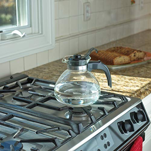 CAFÉ BREW COLLECTION Stovetop Tea Kettle, Whistling, Borosilicate Glass, 12-Cup