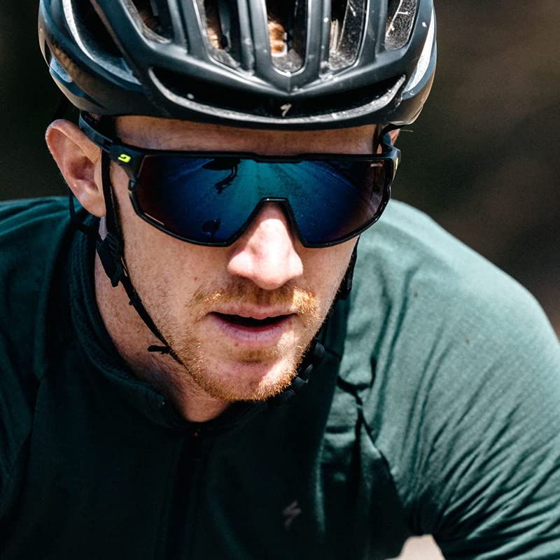 Julbo Sporty Rectangular Sunglasses, Matte Black/Glossy Black, L