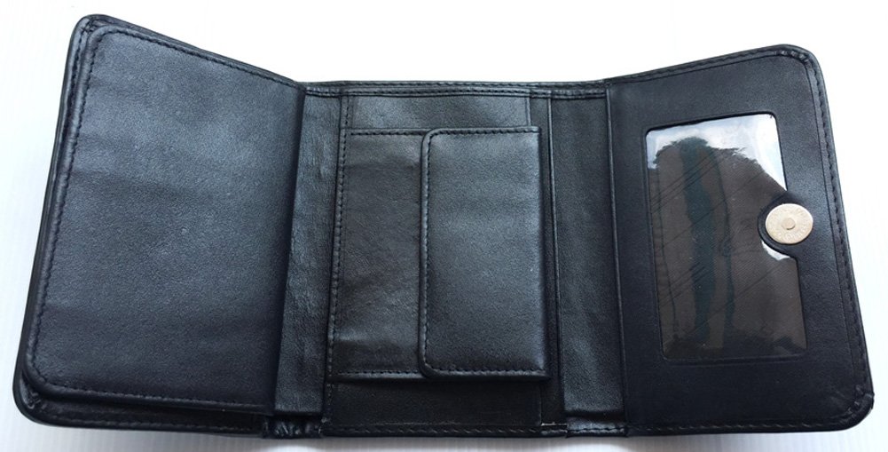 Julie Genuine Real Stingray Skin One Eye Leather Trifold Clutch Black Wallet Purse