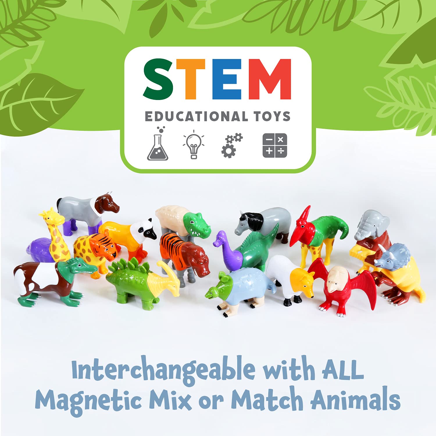 POPULAR PLAYTHINGS Magnetic Mix or Match Dinosaurs Toy Play Set, 12 Pieces