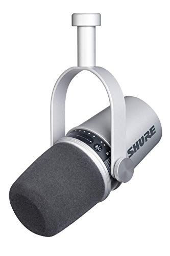 Shure MV7 USB/XLR Dynamic Microphone + SE215 Professional in-Ear Headphones for Podcasting, Recording, Streaming & Gaming, Built-in Headphone Output, Voice-Isolating Technology - Silver/Clear